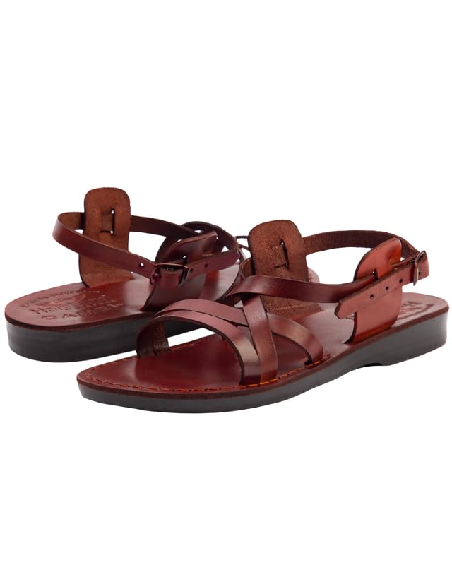 Holy Land Market Unisex Adults/Children Genuine Leather Biblical Sandals/Flip Flops/Slides/Slippers (Jesus - Yashua) Yashua Style II