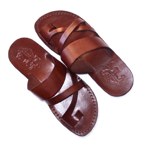 Holy Land Market Unisex Adults/Children Genuine Leather Biblical Sandals/Flip Flops/Slides/Slippers (Jesus - Yashua) Shepherd's Field Style II