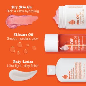 Bio-Oil Skincare Body Oil, Serum for Scars and Stretchmarks, Face and Body Moisturizer Dry Skin, Non-Greasy, Dermatologist Recommended, Non-Comedogenic, For All Skin Types, with Vitamin A, E, 4.2 oz