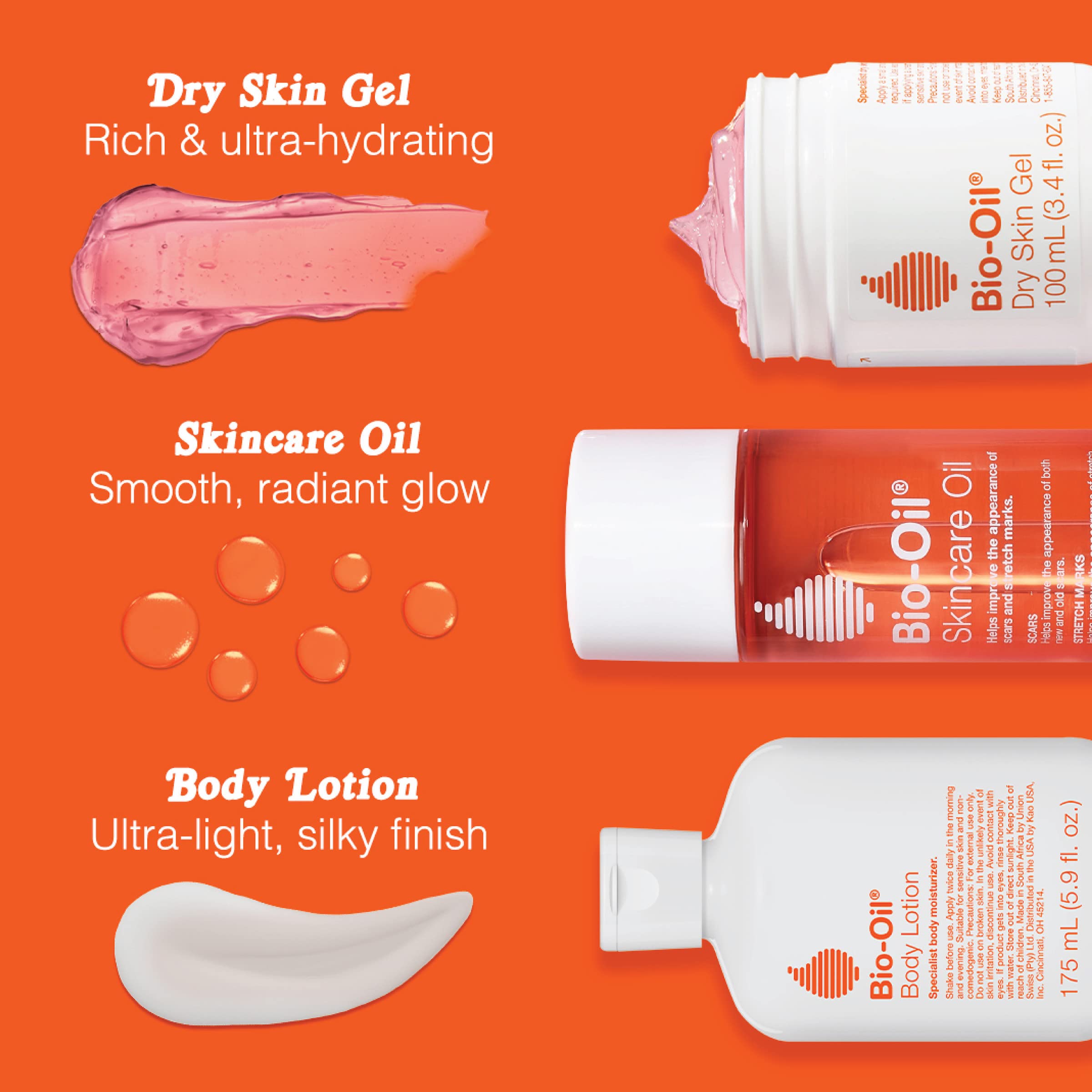 Bio-Oil Skincare Body Oil, Serum for Scars and Stretchmarks, Face and Body Moisturizer Dry Skin, Non-Greasy, Dermatologist Recommended, Non-Comedogenic, For All Skin Types, with Vitamin A, E, 4.2 oz