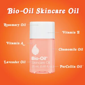 Bio-Oil Skincare Body Oil, Serum for Scars and Stretchmarks, Face and Body Moisturizer Dry Skin, Non-Greasy, Dermatologist Recommended, Non-Comedogenic, For All Skin Types, with Vitamin A, E, 4.2 oz