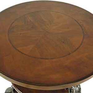 Signature Design by Ashley Nestor Traditional Hand-Finished Chairside End Table with 2 Fixed Shelves, Dark Brown