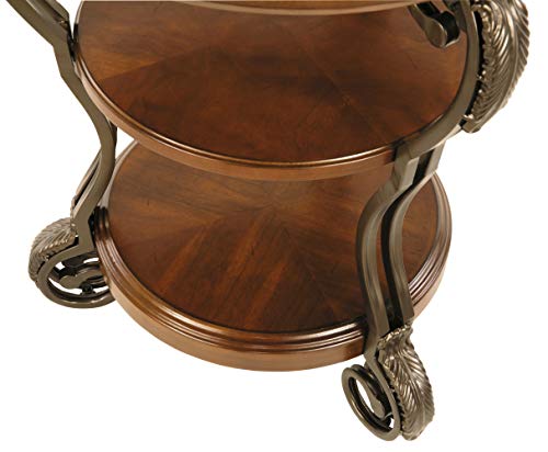 Signature Design by Ashley Nestor Traditional Hand-Finished Chairside End Table with 2 Fixed Shelves, Dark Brown