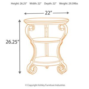 Signature Design by Ashley Nestor Traditional Hand-Finished Chairside End Table with 2 Fixed Shelves, Dark Brown