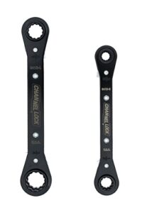 channellock 841s 8-in-1 sae ratcheting wrench set | 8 sizes in 2 pieces including 5/16, 3/8, 7/16 ,9/16, 5/8, 11/16, 3/4-inch | 12 point ratchet | heat treated for durability | made in usa , black