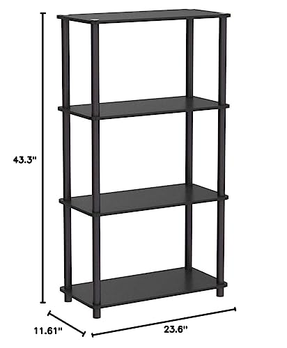 Furinno (99557EX/BK) Turn-N-Tube 4-Tier Multipurpose Shelf Display Rack - Espresso/Black