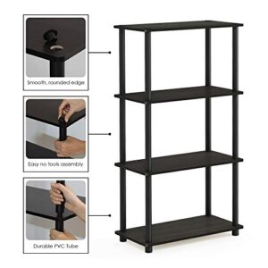 Furinno (99557EX/BK) Turn-N-Tube 4-Tier Multipurpose Shelf Display Rack - Espresso/Black