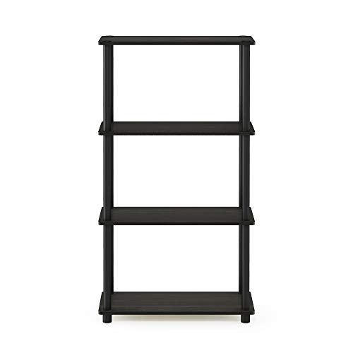 Furinno (99557EX/BK) Turn-N-Tube 4-Tier Multipurpose Shelf Display Rack - Espresso/Black