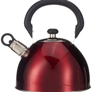 Mr. Coffee Morbern 1.8 Quart Stainless Steel Whistling Tea Kettle, Red