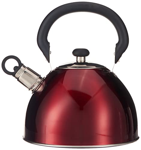 Mr. Coffee Morbern 1.8 Quart Stainless Steel Whistling Tea Kettle, Red