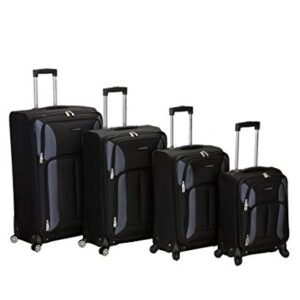 Rockland Impact Softside Spinner Wheel Luggage Set, Black, 4-Piece (18/22/26/30)