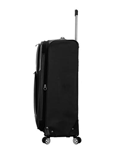 Rockland Impact Softside Spinner Wheel Luggage Set, Black, 4-Piece (18/22/26/30)