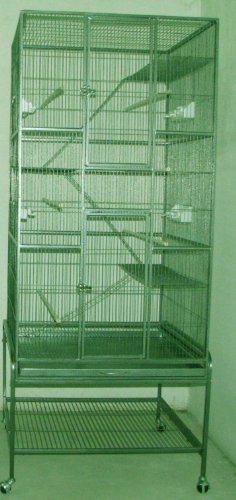 New Extra Large Wrought Iron 3 Levels Ferret Chinchilla Sugar Glider Cage 30"Length x 18"Depth x 72"Height W/Stand on WheelsGreen