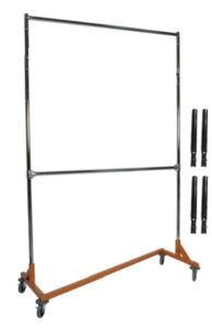 execusystems extended height nesting z-rack rolling garment rack with add-on bar, commercial grade