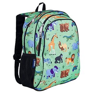 wildkin 15-inch kids backpack for boys & girls, perfect for early elementary, backpack for kids features padded back & adjustable strap, ideal for school & travel backpacks (wild animals)