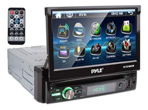 pyle single din head unit receiver - in-dash car stereo with 7” multi-color touchscreen display - audio video system with bluetooth for wireless music streaming & hands-free calling - plts78dub, black