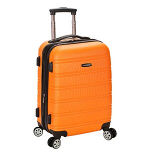 rockland melbourne hardside expandable spinner wheel luggage, orange, carry-on 20-inch