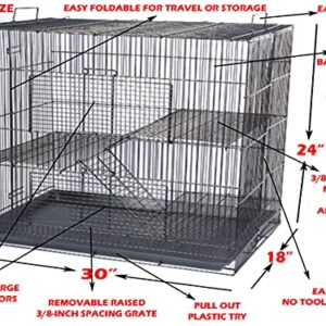 30" Small Animal Cage Sugar Glider Chinchilla Ferret Rats Critters Cage, 30" Length x 18" Depth x 24" Height