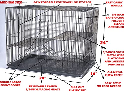 New Medium 3 Levels Guinea Pigs Gerbils Hamsters Rats Mice Ferret Chinchilla Sugar Glider Animal CritterCage