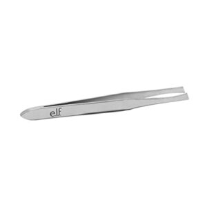 e.l.f., slant tweezer, professional quality stainless steel, provides a strong grip, removes hairs accurately, shapes, defines, easy to use, ergonomically-designed