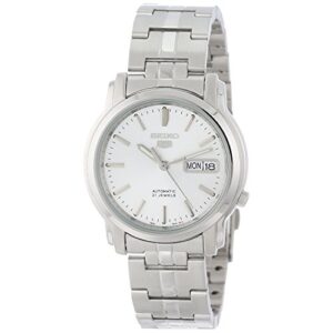 seiko men's snkk65 seiko 5 automatic stainless steel watch with silver-tone dial