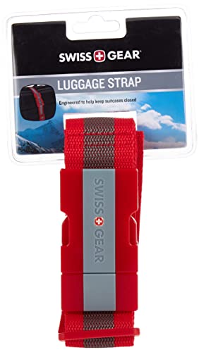 SwissGear Adjustable Luggage Strap with Snap-Lock Buckle - Fits Bags up to 72-Inches, One Size, Red