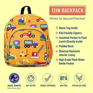 Wildkin 12-Inch Kids Backpack for Boys & Girls, Perfect for Daycare and Preschool, Toddler Bags Features Padded Back & Adjustable Strap, Ideal for School & Travel Backpacks (Under Construction)