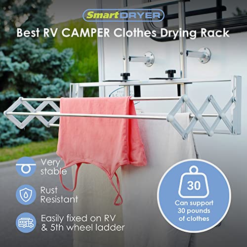 The Original Smartdryer RV Ladder Clothes Drying Rack, Outdoor Clothes Drying Rack, Wall Mounted Drying Racks for Laundry - Compact Version - 31 Inch