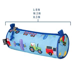 Wildkin Kids Zippered Pencil Case for Boys and Girls, Perfect for Packing School Supplies and Travel,600-Denier Polyester Pencil Cases Measures 8x3x3 Inches (Trains Planes & Trucks)