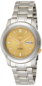 seiko men's snkk13 5 stainless steel goldtone dial watch