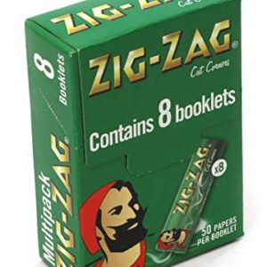 8 booklets x Zig Zag Green Cut Corners Regular size 70mm Multipack of papers