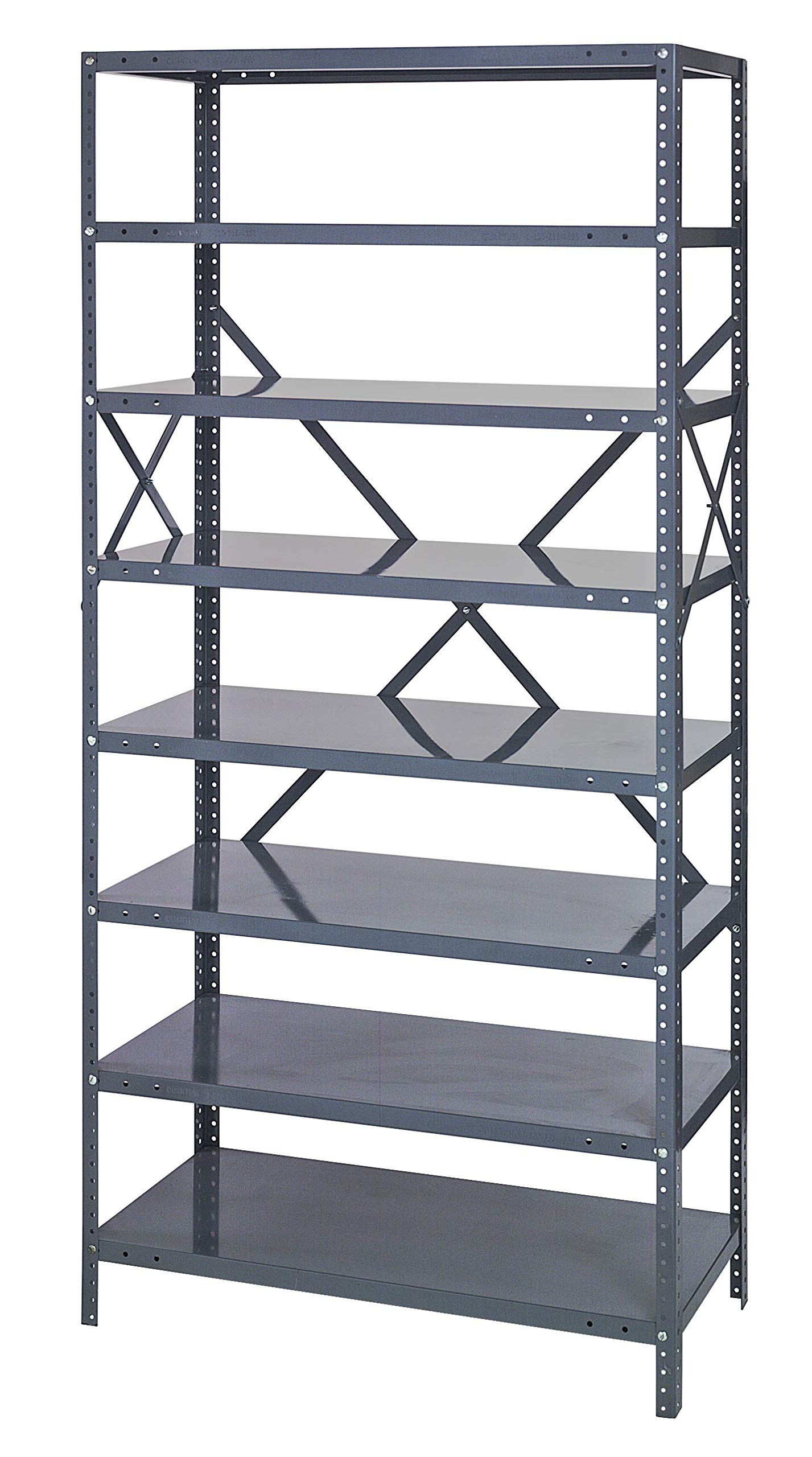 Quantum Storage 75-1842-8 8-Shelf Ironman 22 Guage Steel Open Shelving Storage Unit, 42" W x 18" D x 75" H, Powder Coated Steel