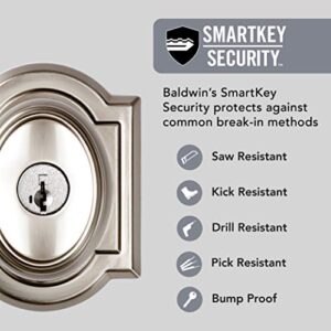 Baldwin Carnaby, Entry Door Knob Handle with Keyed Lock Featuring SmartKey Re-key Technology and Microban Protection, in Satin Nickel