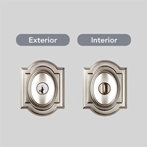 Baldwin Carnaby, Entry Door Knob Handle with Keyed Lock Featuring SmartKey Re-key Technology and Microban Protection, in Satin Nickel