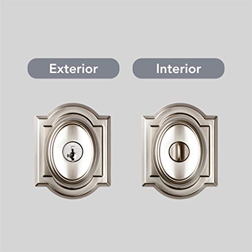 Baldwin Carnaby, Entry Door Knob Handle with Keyed Lock Featuring SmartKey Re-key Technology and Microban Protection, in Satin Nickel