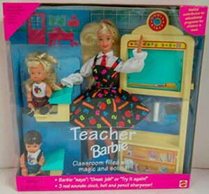 mattel teacher barbie doll with students classroom gift set 1st edition recalled 1995 nib! (blonde/blonde/brunette)