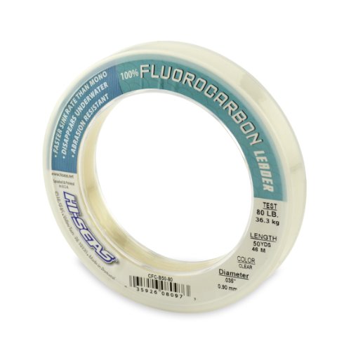 HI-SEAS 100% Fluorocarbon Fishing Leader, 80 lb, Clear, 50 yd