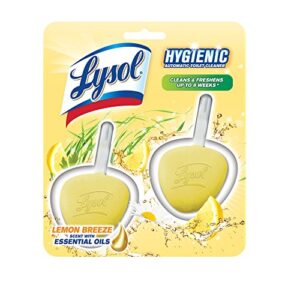 lysol automatic in-the-bowl toilet cleaner, cleans and freshens toilet bowl, lemon breeze scent, 2 count (pack of 1)