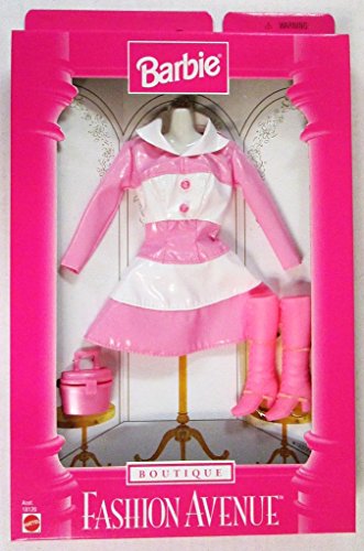 Barbie Fashion Avenue Pink and White Vinyl Dress, Boots and Purse