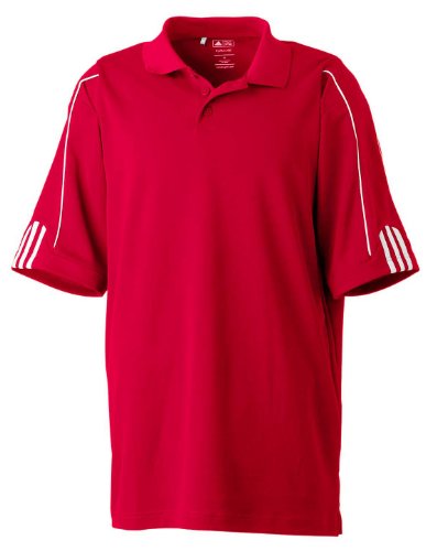 Adidas Golf Men's ClimaLite 3-Stripes Cuff Polo Sport Shirt. A76 - XX-Large - University Red / White