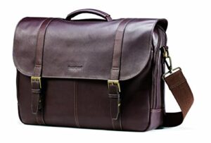 samsonite colombian leather flap-over messenger bag, brown, one size