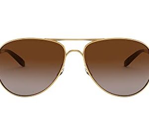 Oakley Women's OO4054 Caveat Aviator Sunglasses, Polished Gold/Dark Brown Gradient, 60 mm