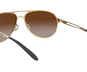 Oakley Women's OO4054 Caveat Aviator Sunglasses, Polished Gold/Dark Brown Gradient, 60 mm