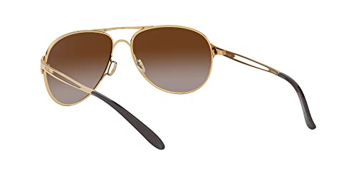 Oakley Women's OO4054 Caveat Aviator Sunglasses, Polished Gold/Dark Brown Gradient, 60 mm