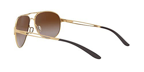 Oakley Women's OO4054 Caveat Aviator Sunglasses, Polished Gold/Dark Brown Gradient, 60 mm