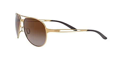 Oakley Women's OO4054 Caveat Aviator Sunglasses, Polished Gold/Dark Brown Gradient, 60 mm