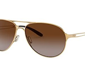 Oakley Women's OO4054 Caveat Aviator Sunglasses, Polished Gold/Dark Brown Gradient, 60 mm