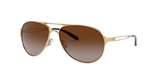 Oakley Women's OO4054 Caveat Aviator Sunglasses, Polished Gold/Dark Brown Gradient, 60 mm