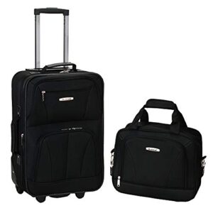 rockland fashion softside upright luggage set, expandable, black, 2-piece (14/19)