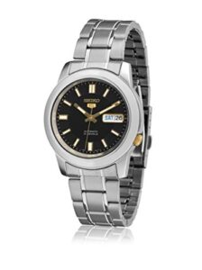 seiko men's snkk17 stainless steel analog with black dial watch